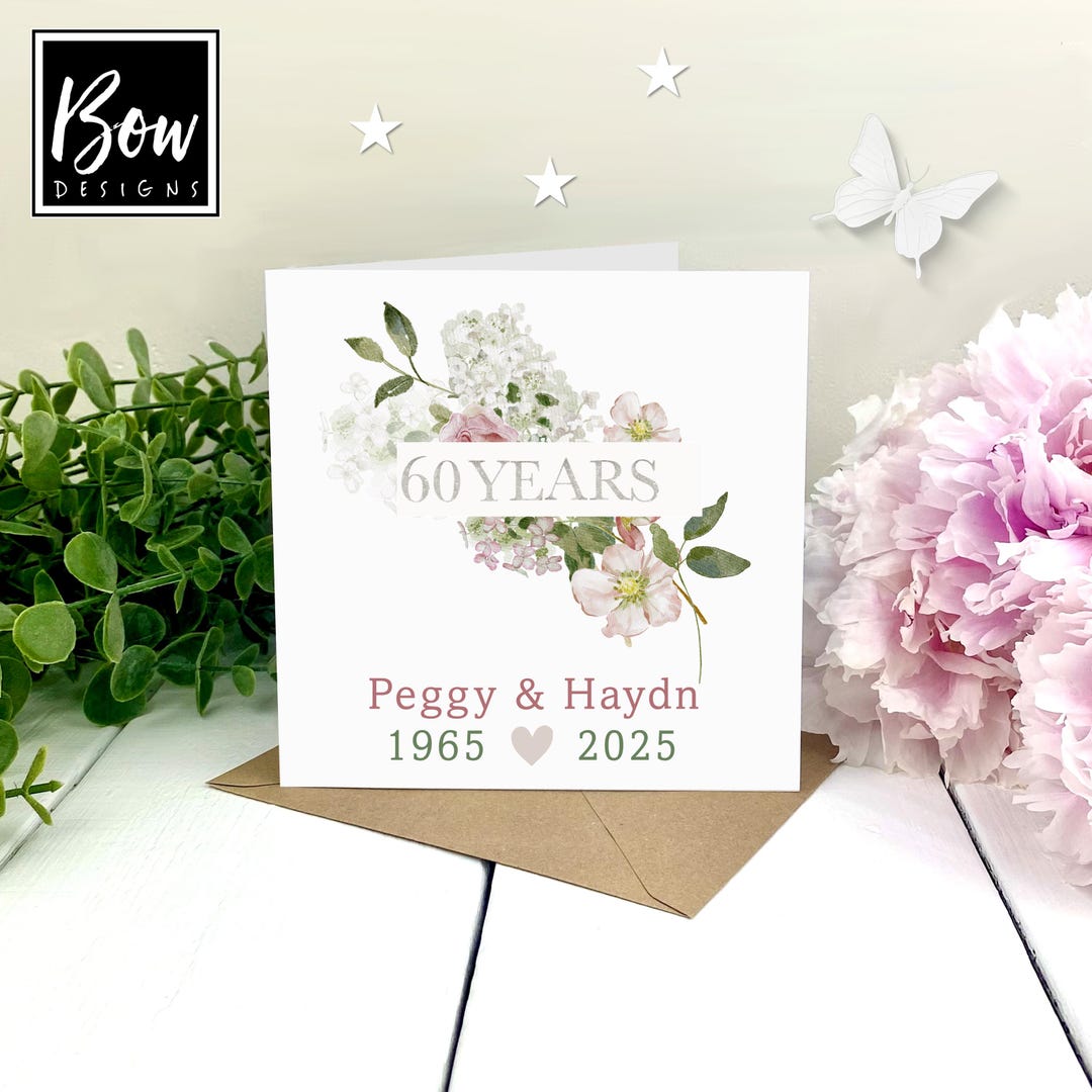 60th Anniversary Card, Diamond Wedding Anniversary, Anniversary Cards ...