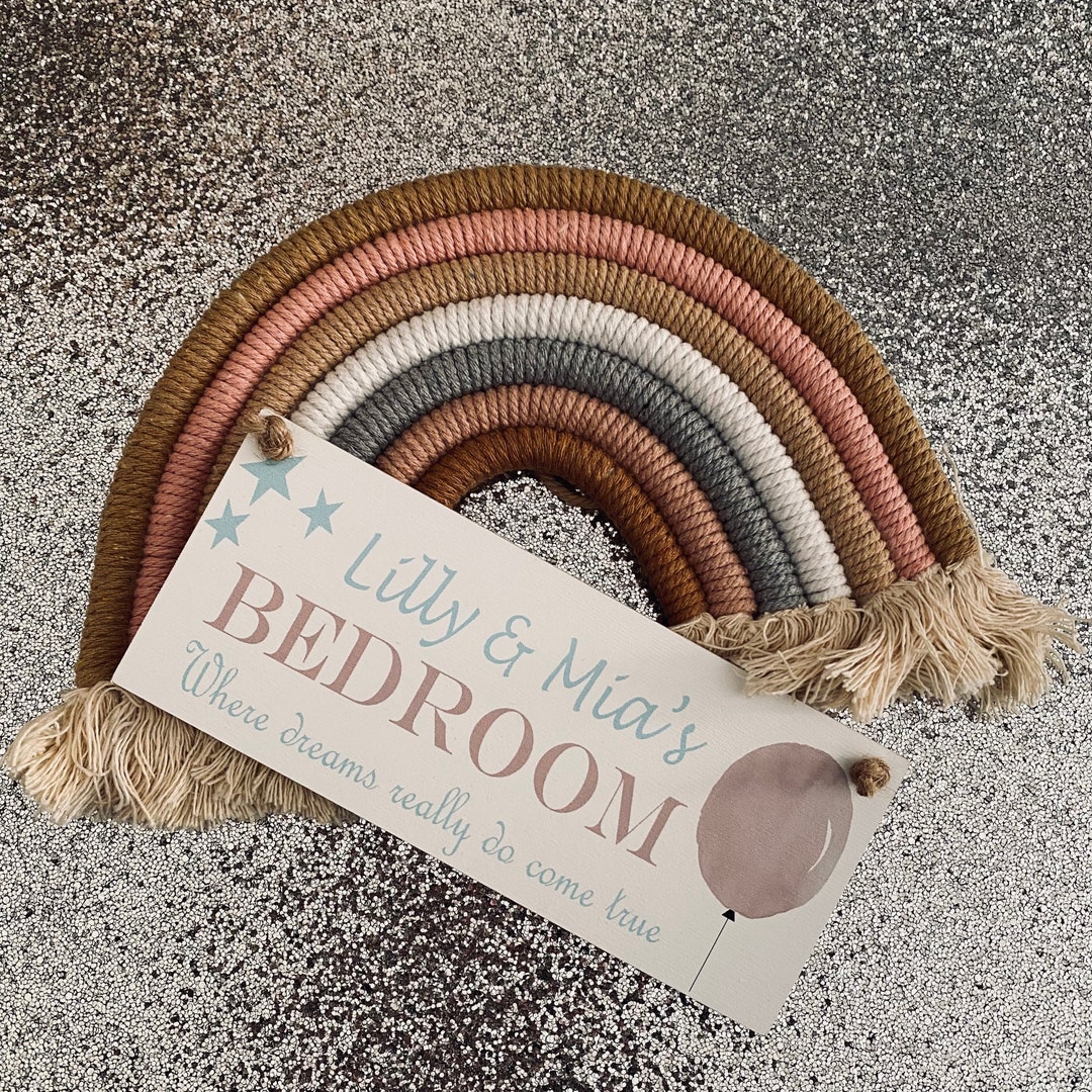 Personalized Bedroom Door Sign, Soft Pinks, Duck Egg, Balloon ...