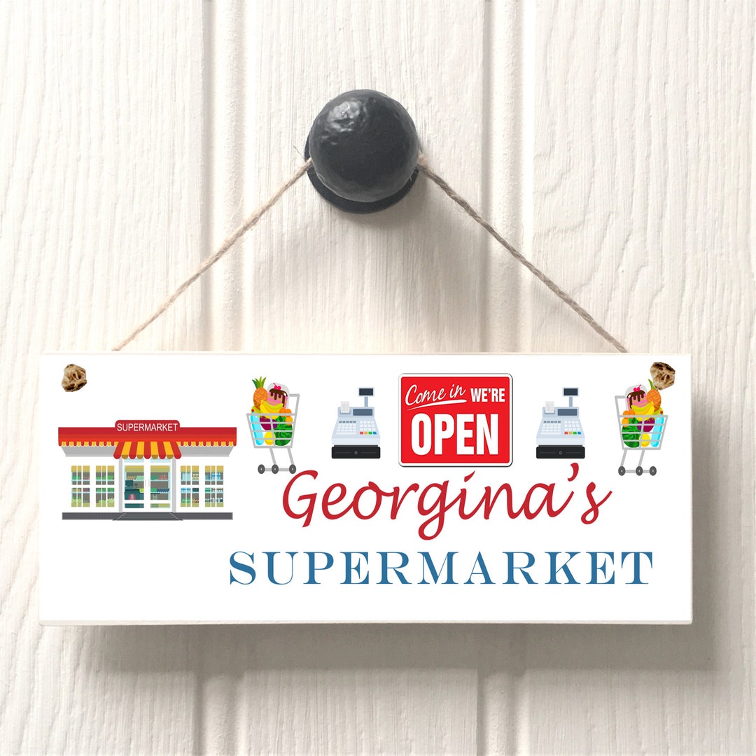 KIDS ROLE PLAY Sign, Supermarket Shop Sign, Personalised With Your Name ...