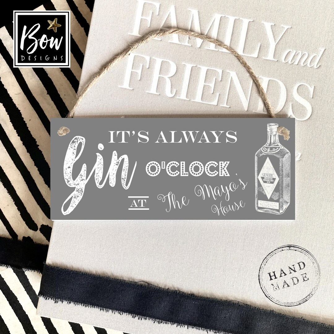 Personalised Grey Gin Sign, Alcohol Sign, Friend Gift, Grey, White, New ...