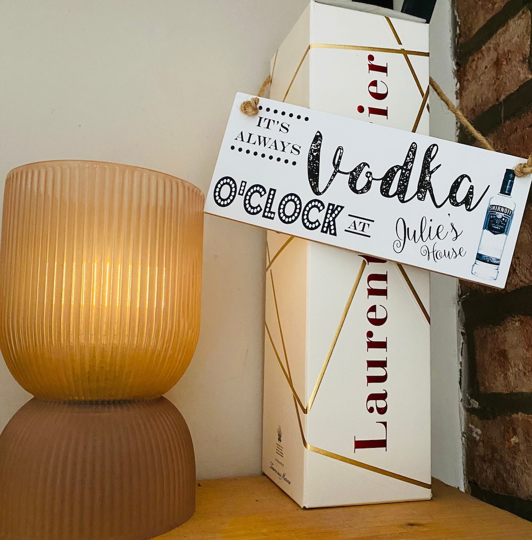 Personalised It's Always Vodka O'clock at Wooden Vodka Sign, Vodka Gift ...