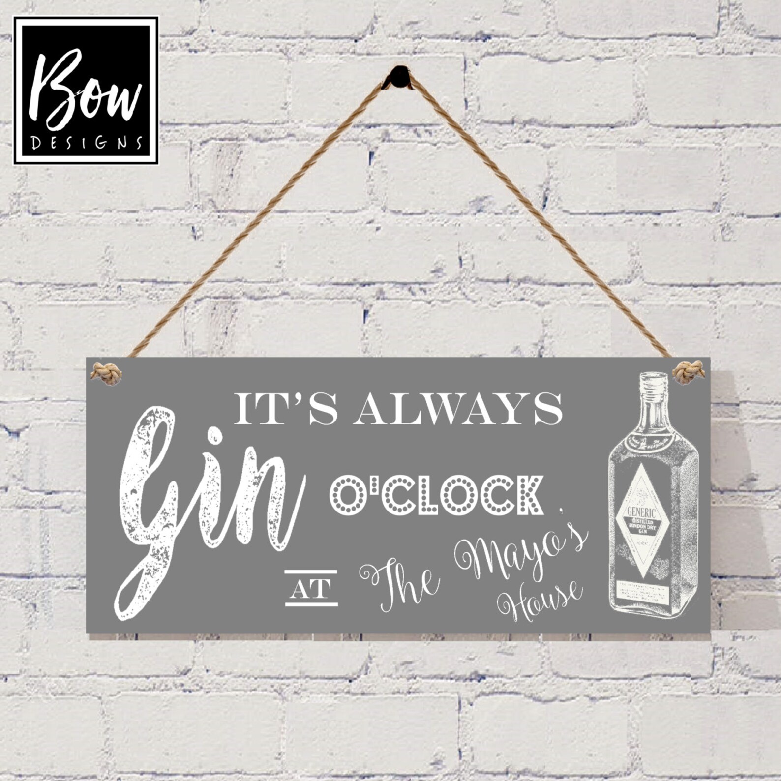 Personalised Grey Gin O'clock Sign New Home Friend Gift | Etsy UK