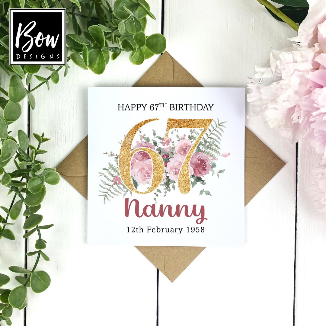 67th Birthday Card, Greetings Card, Birthday Card for Her, Personalised ...