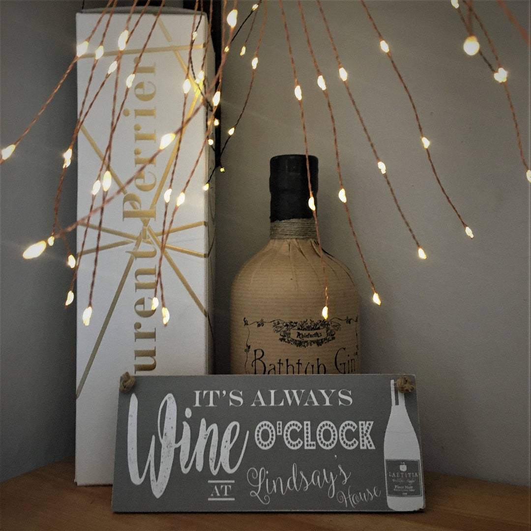 Personalised Wine O'clock Sign, Wine Plaque, Wine Gift, Wall Decor ...