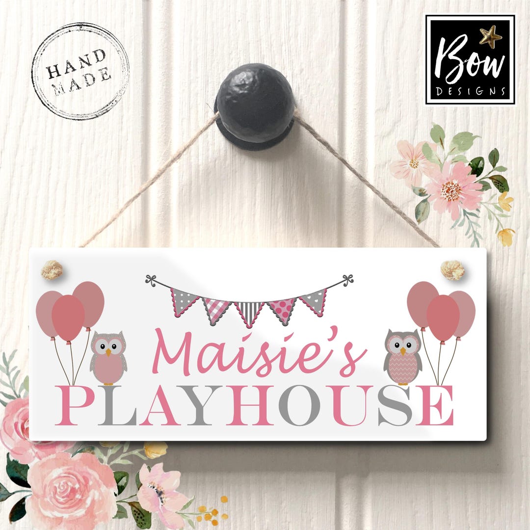 Kids Playhouse Sign - Personalized Garden Decor - Custom Acrylic Plaque ...