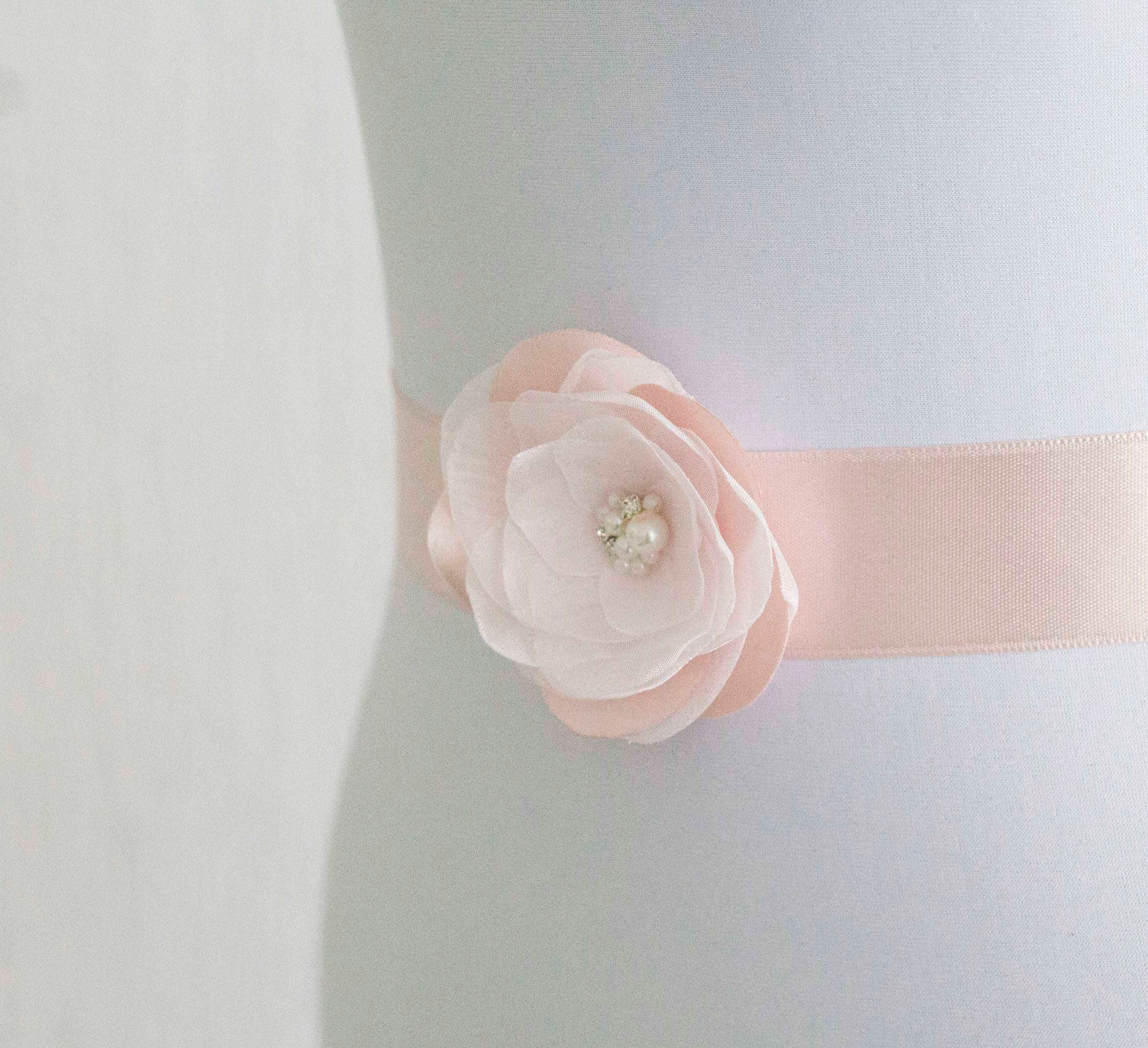 Blush Pink Flower Bridal Sash Pale Pink Sash Bridal Gown Etsy