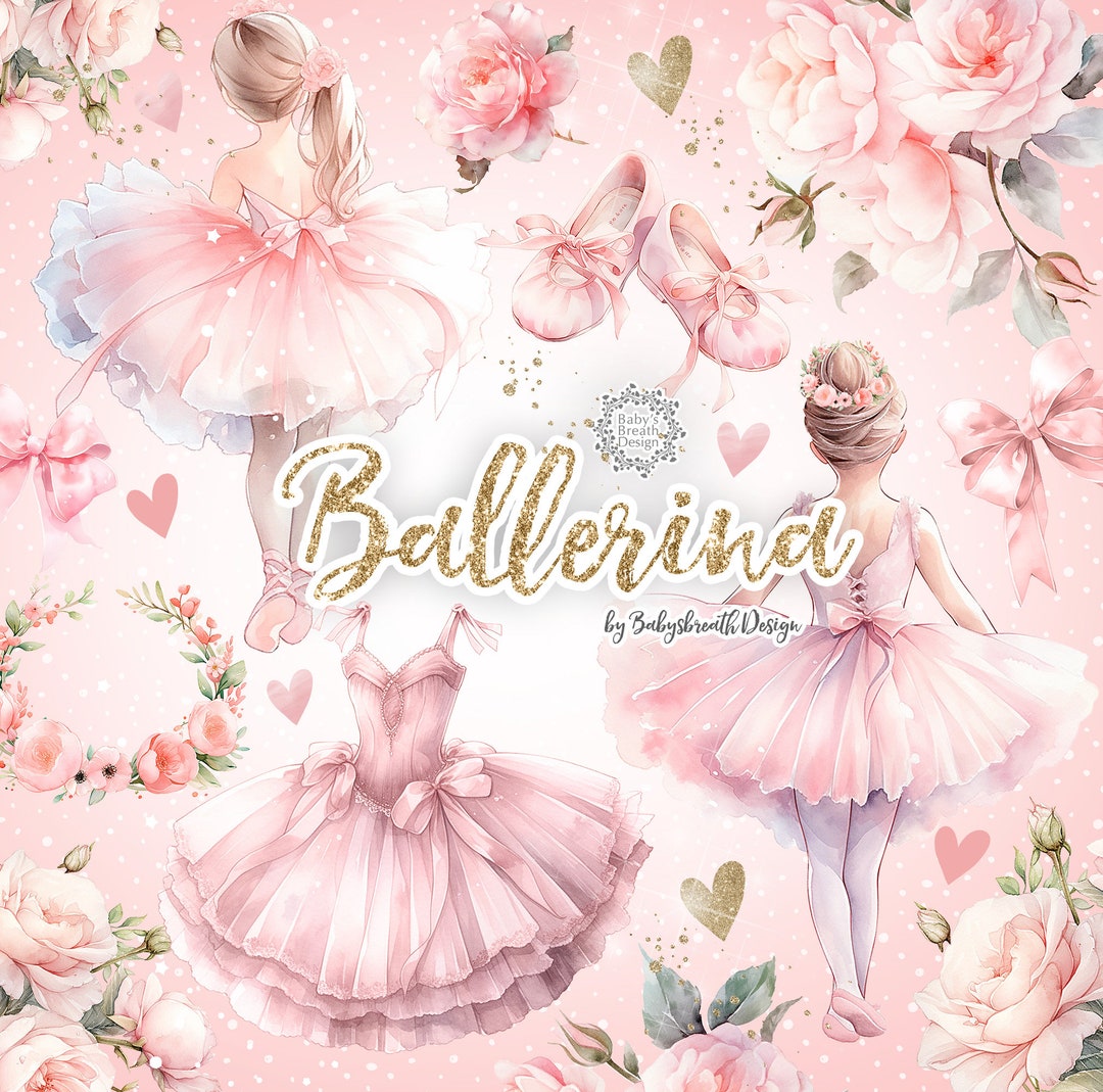 Watercolor Sweet Ballerinas Design, Nursery Clipart, Instant Download ...