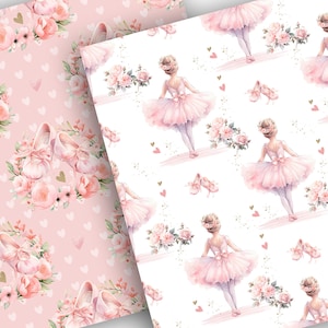 Watercolor Sweet Ballerinas Digital Paper Pack, Nursery Pattern ...