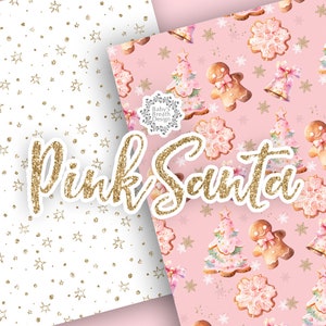 Pink Christmas Digital Paper Pack, Xmas Pattern, Cute Christmas Paper ...