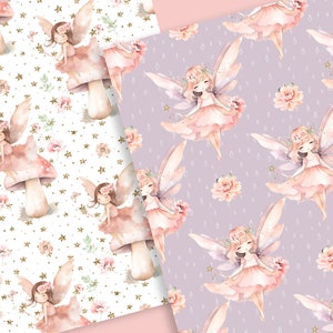 Watercolor Fairy Tale Digital Paper Pack, Fairy Pattern, Swing, Flower ...