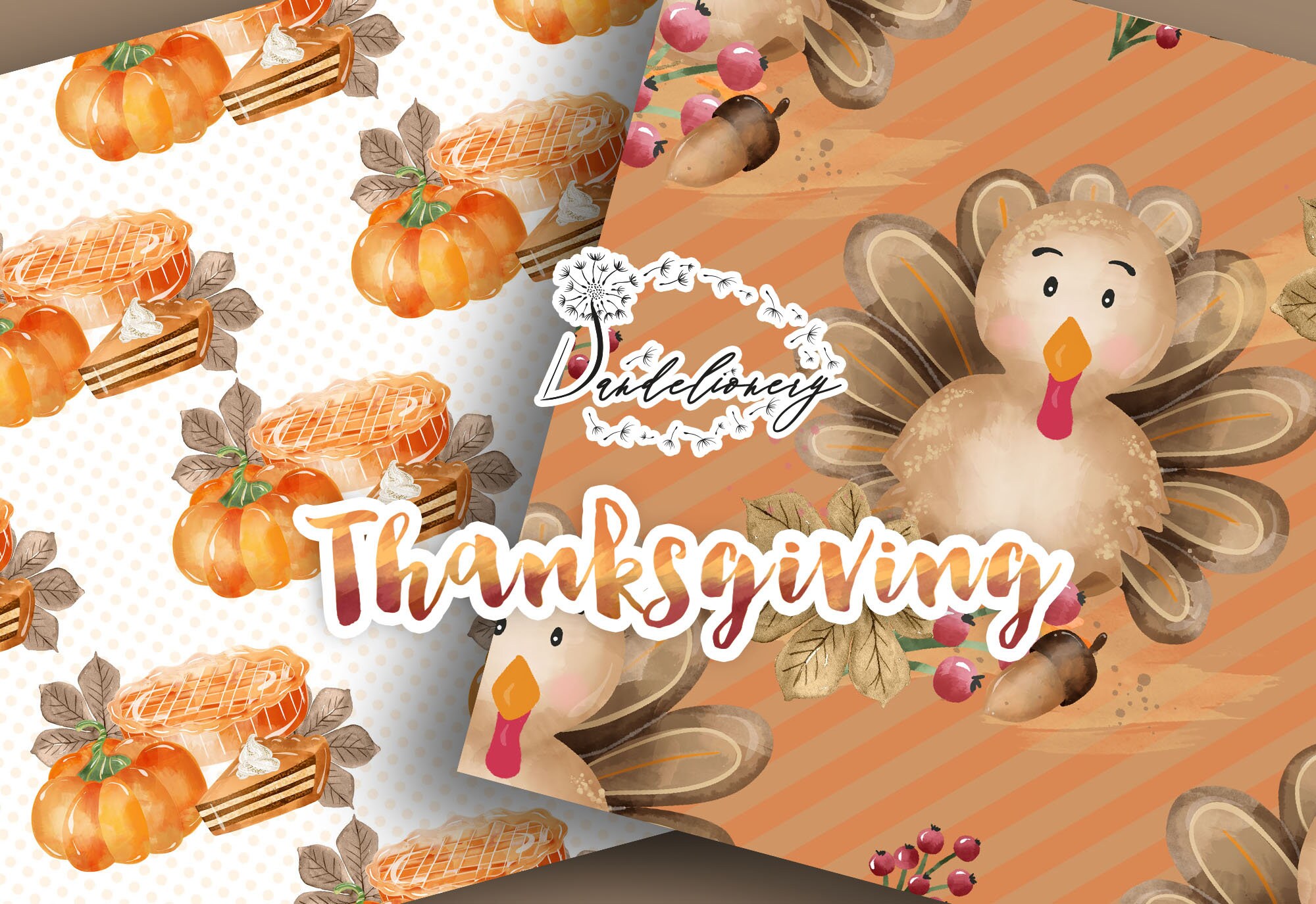 Watercolor Thanksgiving Digital Paper Pack Autumn Leaves - Etsy