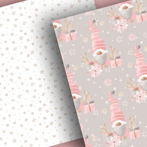 Gnomes Christmas Digital Paper Pack, Xmas Pattern, Cute Christmas ...