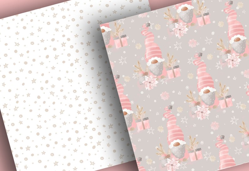 Gnomes Christmas Digital Paper Pack, Xmas Pattern, Cute Christmas ...