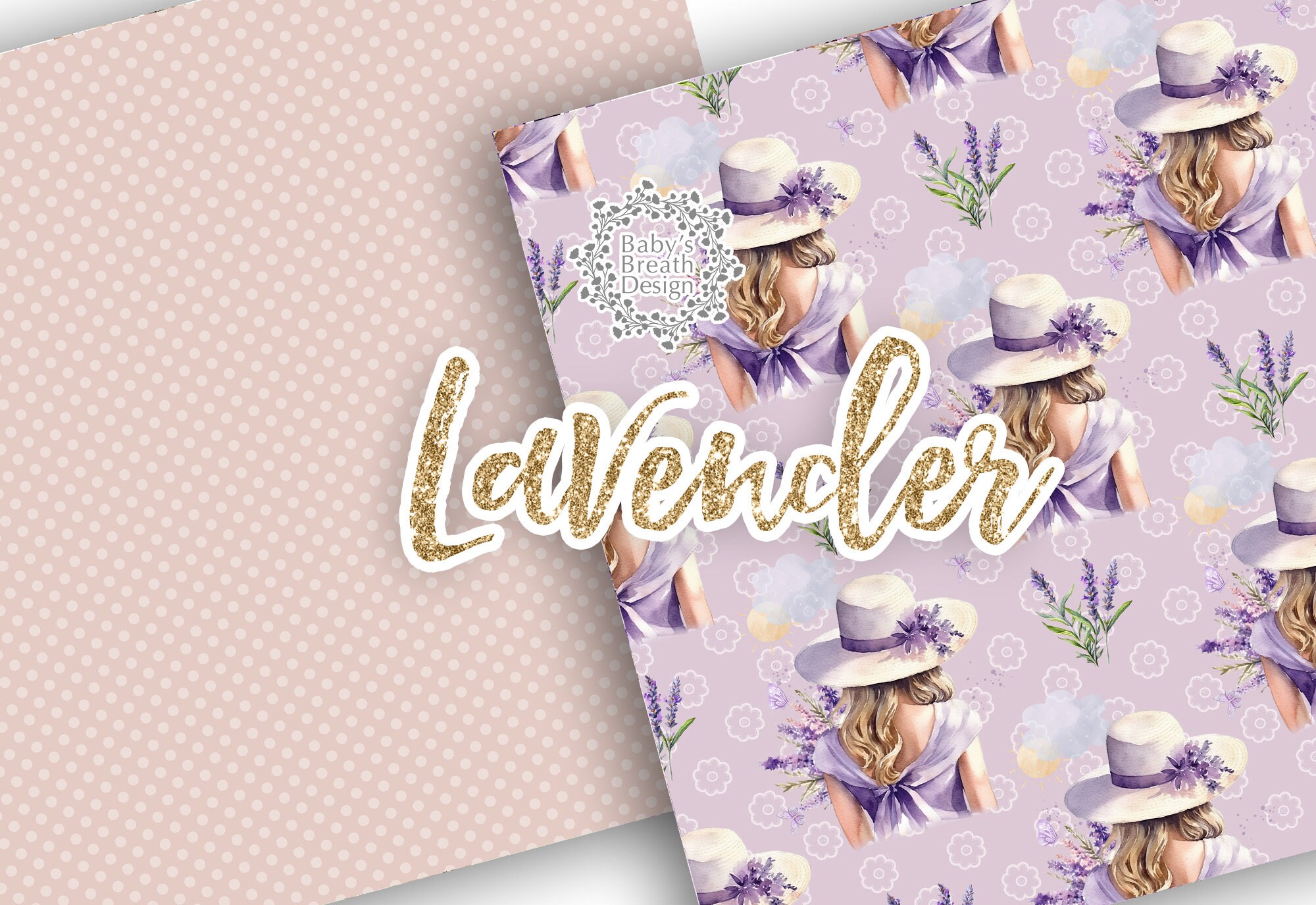 Watercolor Lavender Digital Paper Pack, Lavender Pattern, Flower ...