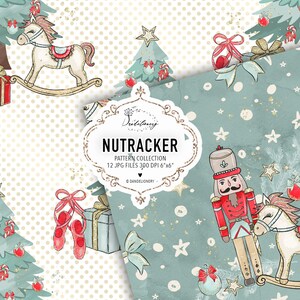 Watercolor Nutcracker Red Digital Paper Pack, Xmas Pattern, Christmas ...