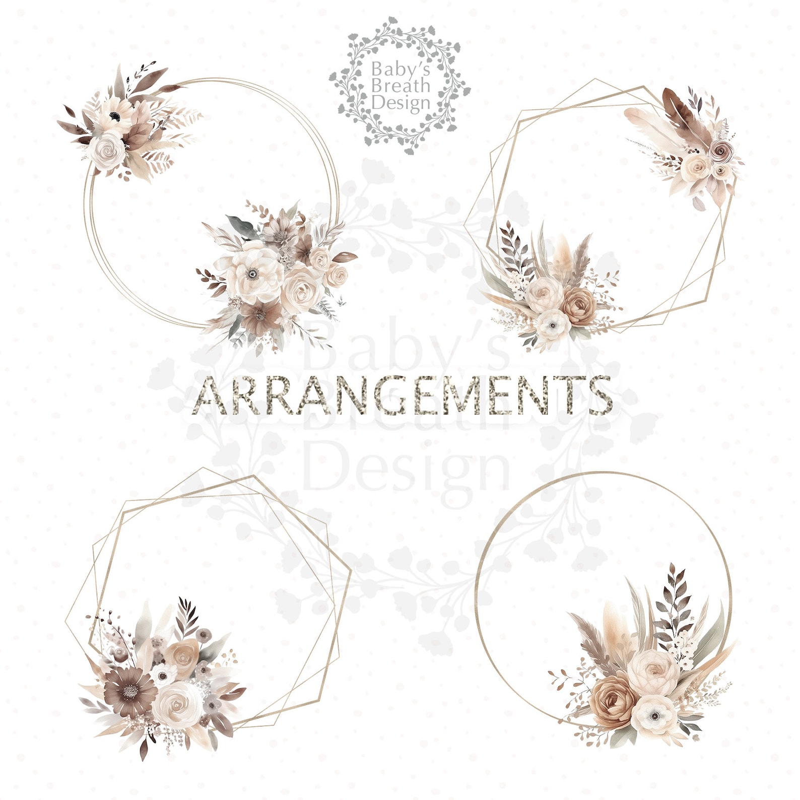 Watercolor Boho Flowers Clipart, Boho Floral Clipart, Boho Roses PNG ...