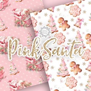 Pink Christmas Digital Paper Pack, Xmas Pattern, Cute Christmas Paper ...