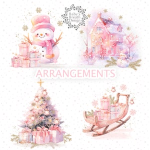 Pink Winter Digital Design, Xmas Clipart, Cute Christmas Clipart ...