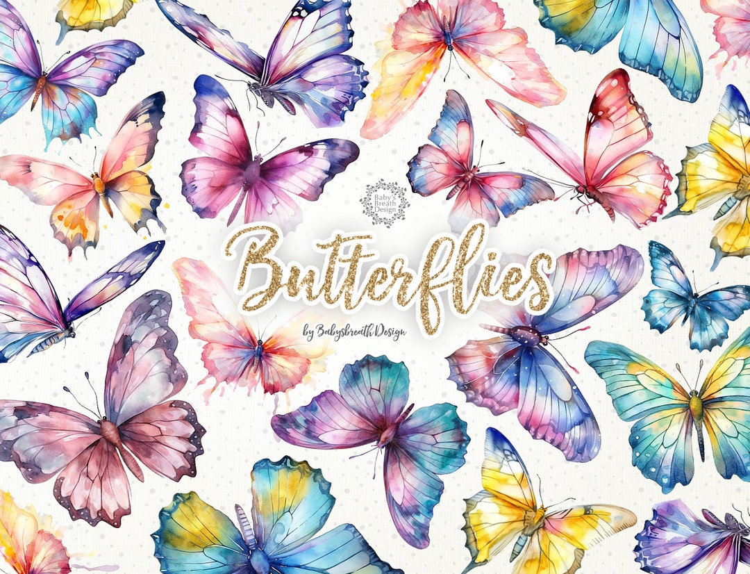 Watercolor Butterflies Clipart, Butterflies Clipart, Butterfly Digital ...