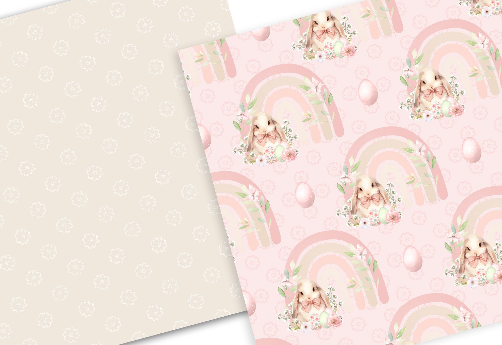Watercolor Happy Easter Digital Paper Pack, Spring Pattern, Romantic ...