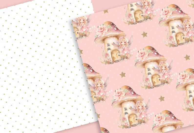Watercolor Fairy Tale Digital Paper Pack, Fairy Pattern, Swing, Flower ...