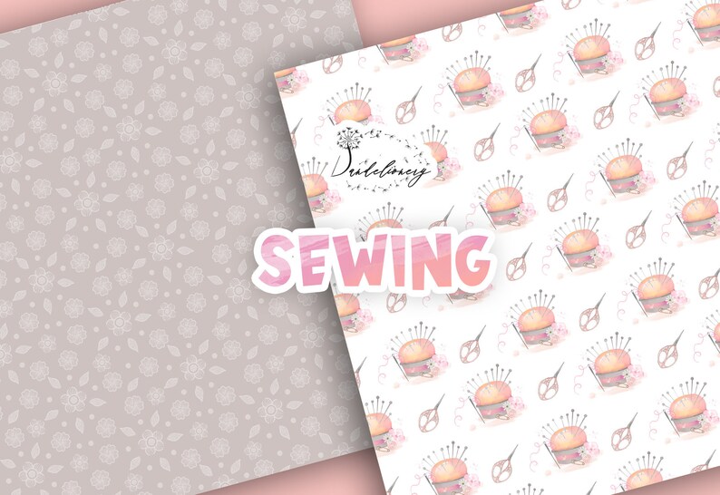Watercolor Sewing Digital Paper Pack, Flower, Floral, Tailoring Sewing ...