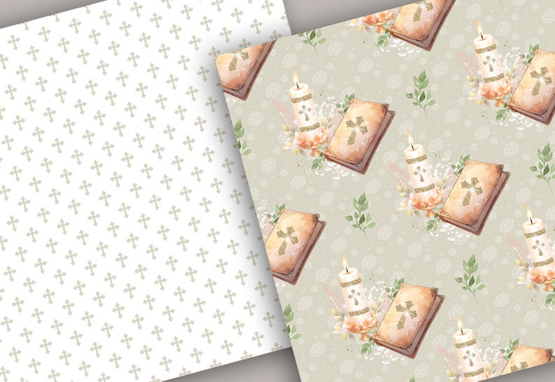 Watercolor First Communion Digital Paper Pack Watercolor - Etsy