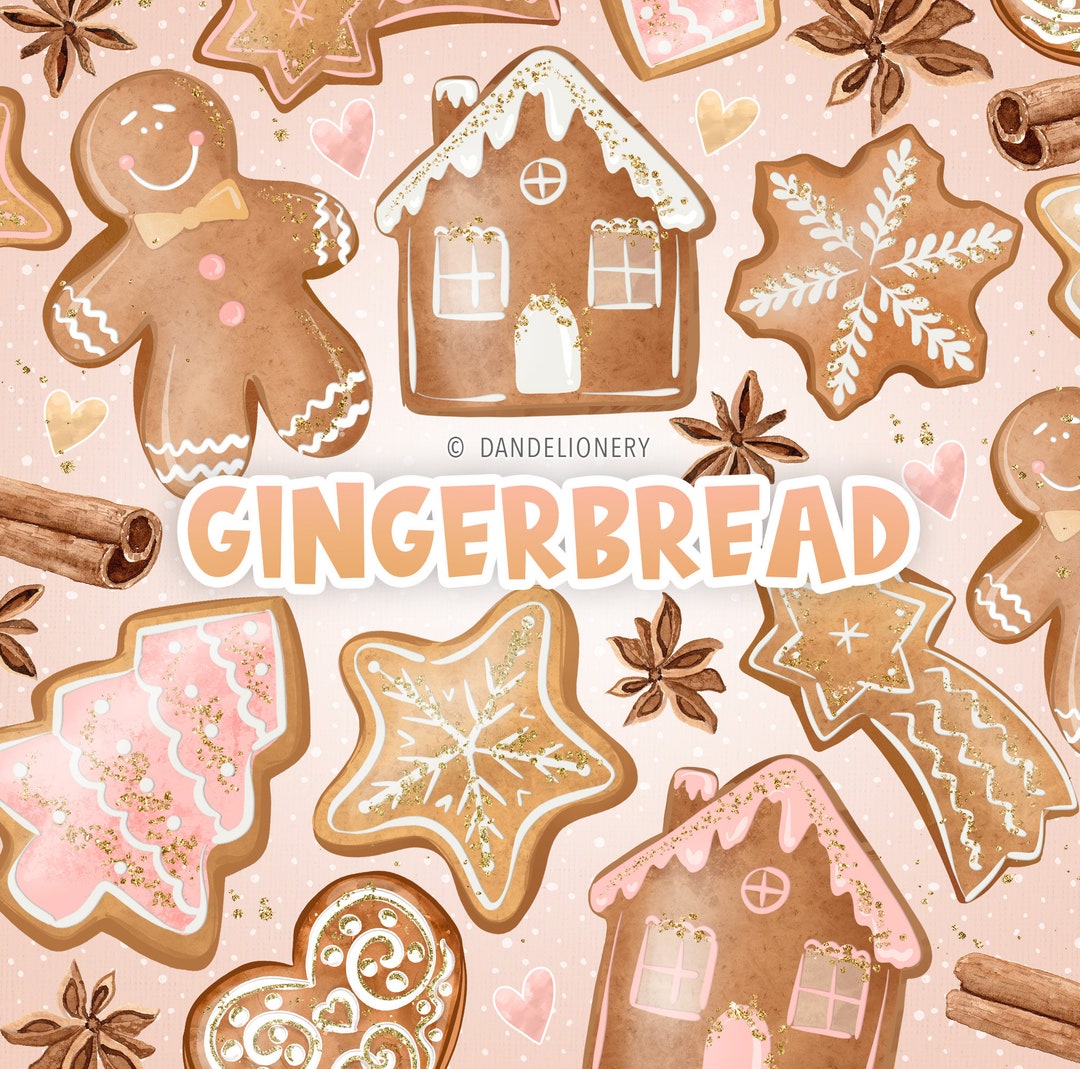 Watercolor Gingerbread Cookie Digital Design, Xmas Clipart, Christmas ...