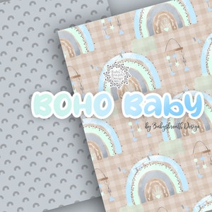 Watercolor Boho Rainbow Digital Paper Pack , Rainbows Pattern, Instant ...