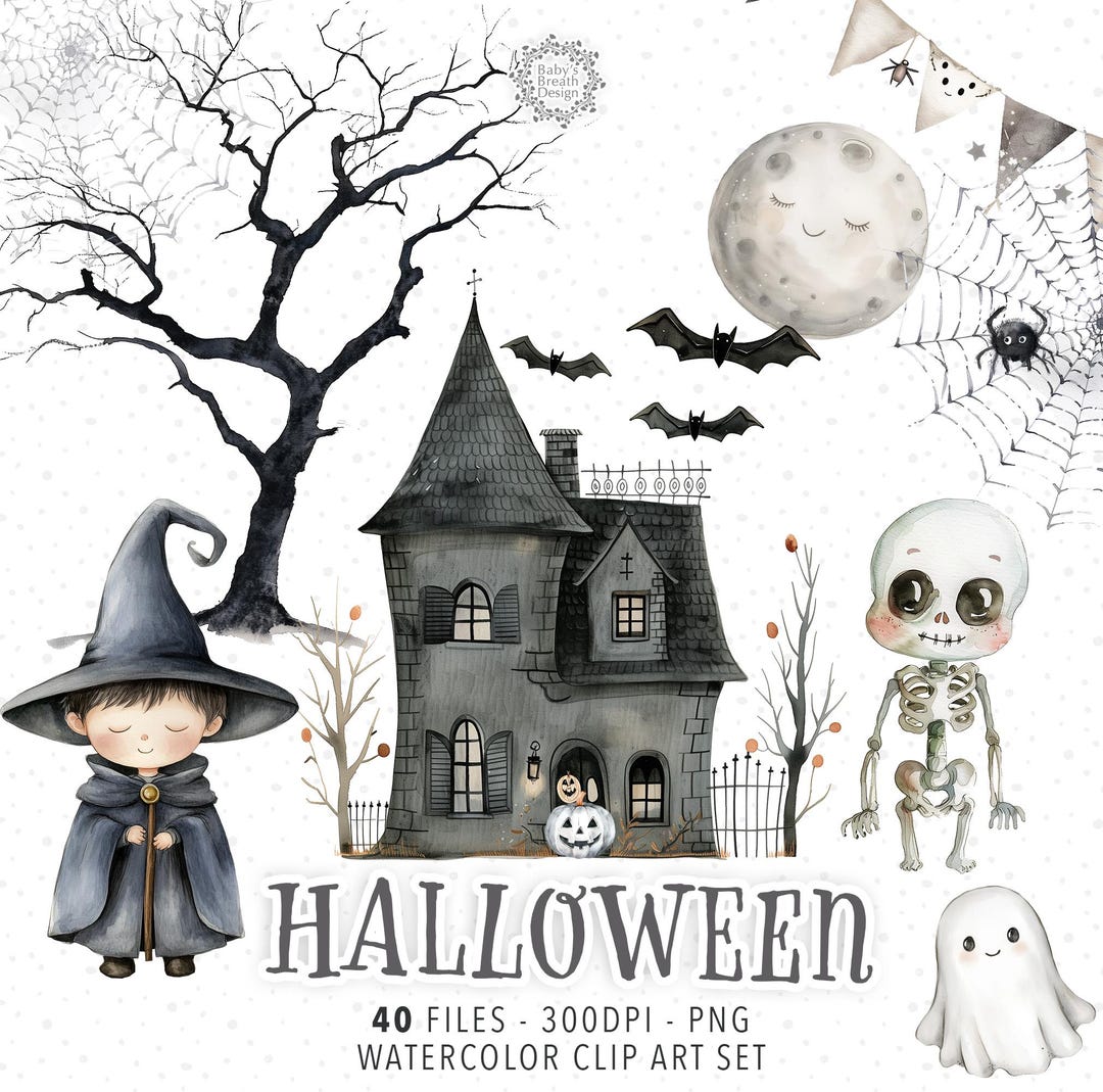 Halloween Clipart Bundle, Watercolour Halloween, Commercial Use ...