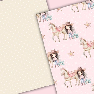Cute Cowgirl Digital Paper Pack, Pink Cowgirl Pattern, Baby Girl Cow ...