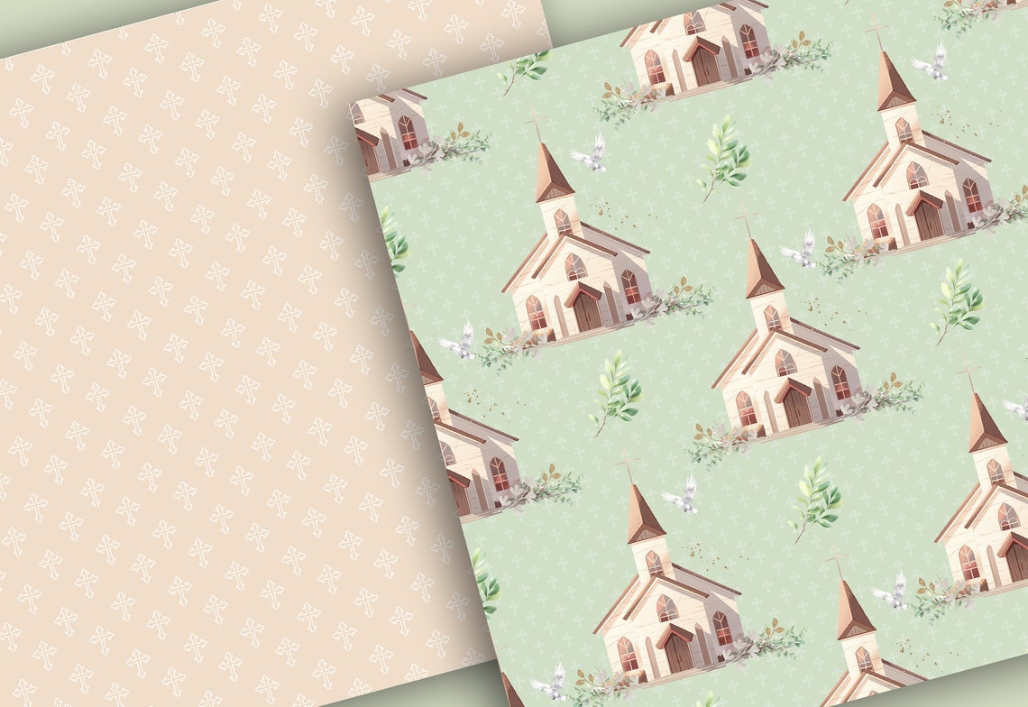 Watercolor First Communion Digital Paper Pack, Watercolor First ...