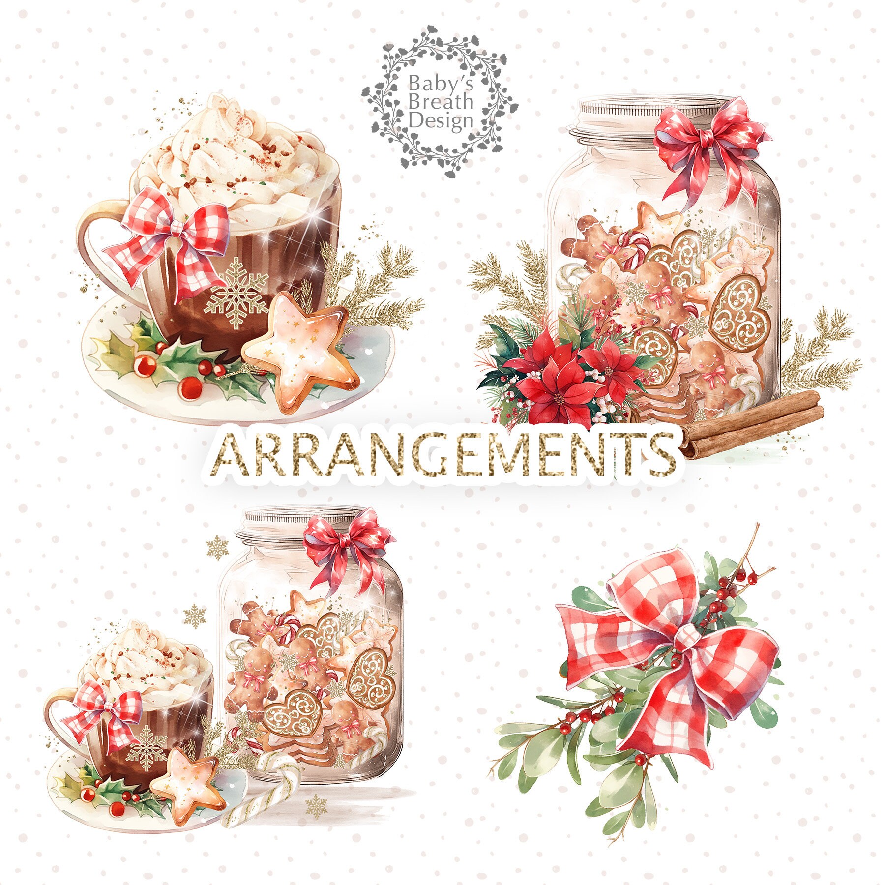 Watercolor Christmas Sweets Digital Design, Xmas Clipart, Christmas ...