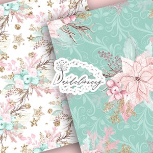 Watercolor Hello Winter Digital Paper, Christmas, Branches, Christmas ...