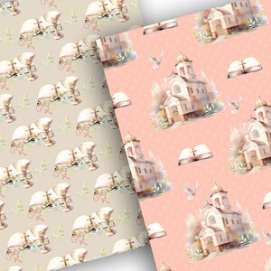 Watercolor First Communion Digital Paper Pack, Watercolor First ...
