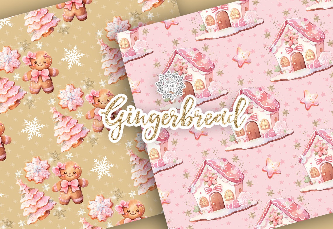 Watercolor Gingerbread Cookie Digital Paper Pack, Xmas Clipart ...