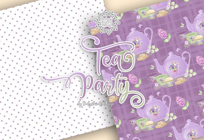 Watercolor Tea Party Digital Paper Pack Tea Watercolor - Etsy