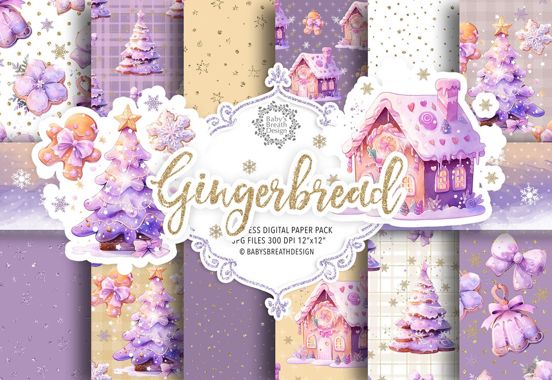Watercolor Gingerbread Cookie Digital Paper Pack, Xmas Pattern ...