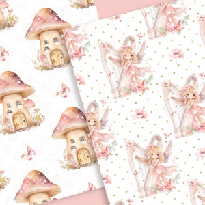 Watercolor Fairy Tale Digital Paper Pack, Fairy Pattern, Swing, Flower ...