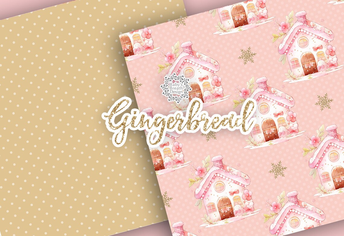 Watercolor Gingerbread Cookie Digital Paper Pack, Xmas Clipart ...