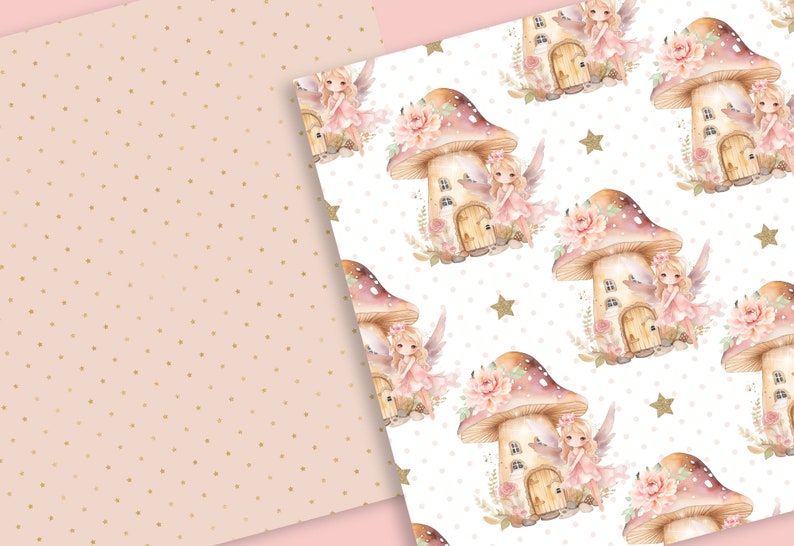 Watercolor Fairy Tale Digital Paper Pack, Fairy Pattern, Swing, Flower ...