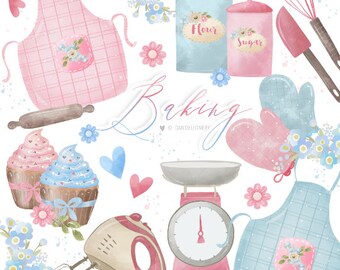 Watercolor Sweet Baking Design, Kitchen Clipart, Instant Download ...