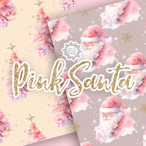 Pink Christmas Digital Paper Pack, Xmas Pattern, Cute Christmas Paper ...