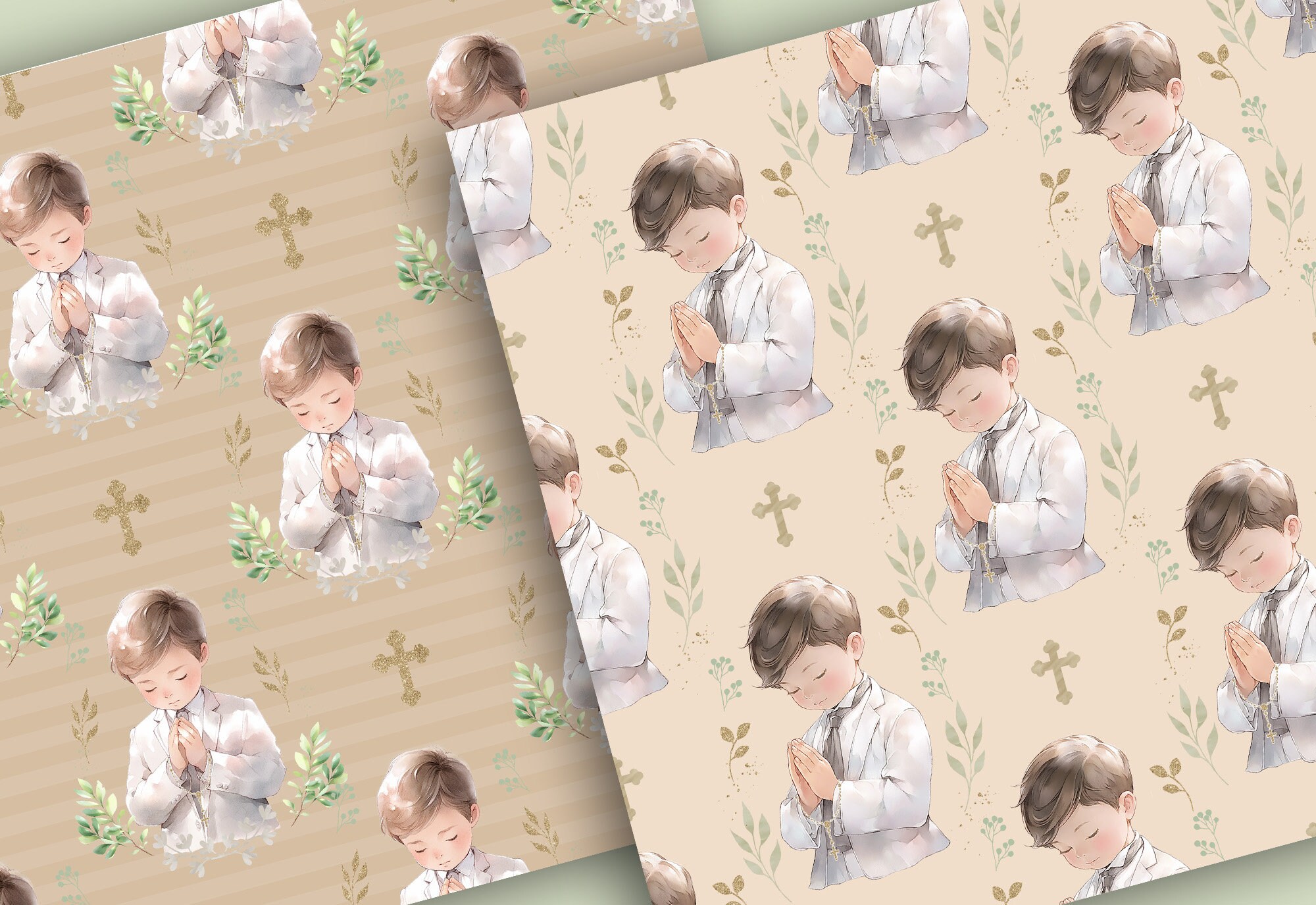 Watercolor First Communion Digital Paper Pack, Watercolor First ...