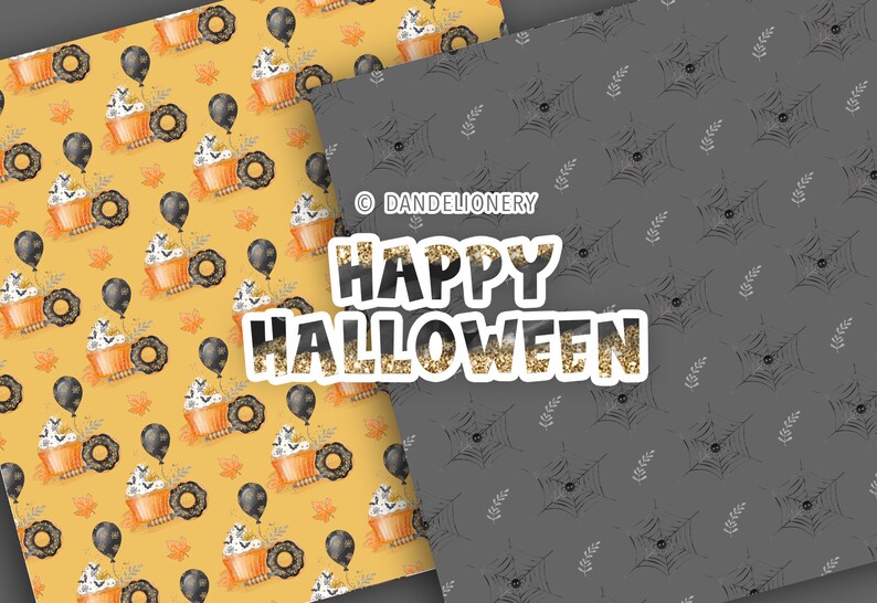 Happy Halloween Digital Paper Pack, Halloween Pattern, Hot Chocolate ...