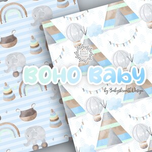 Watercolor Boho Rainbow Digital Paper Pack , Rainbows Pattern, Instant ...