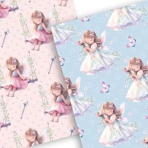Watercolor Fairy Tale Digital Paper Pack, Fairy Pattern, Swing, Flower ...