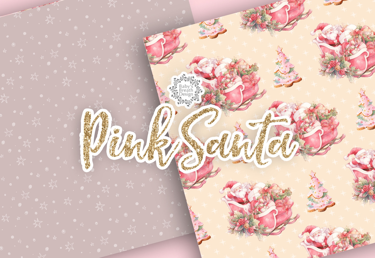 Pink Christmas Digital Paper Pack, Xmas Pattern, Cute Christmas Paper ...