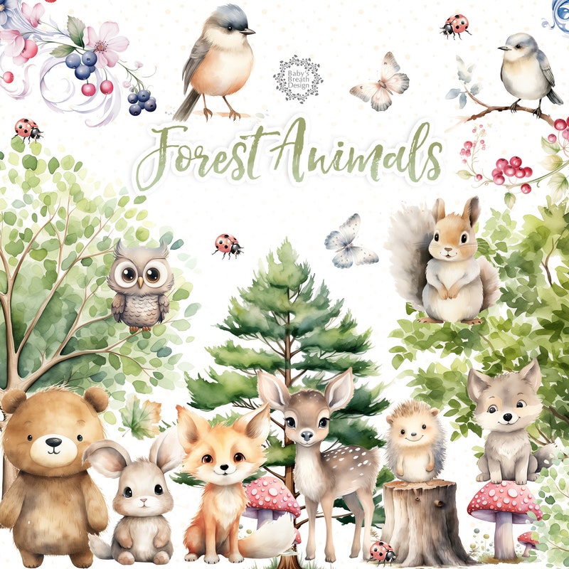 Forest Animals Clipart - Etsy