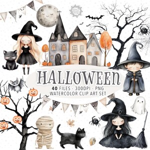 Halloween Clipart Bundle, Watercolour Halloween, Commercial Use ...
